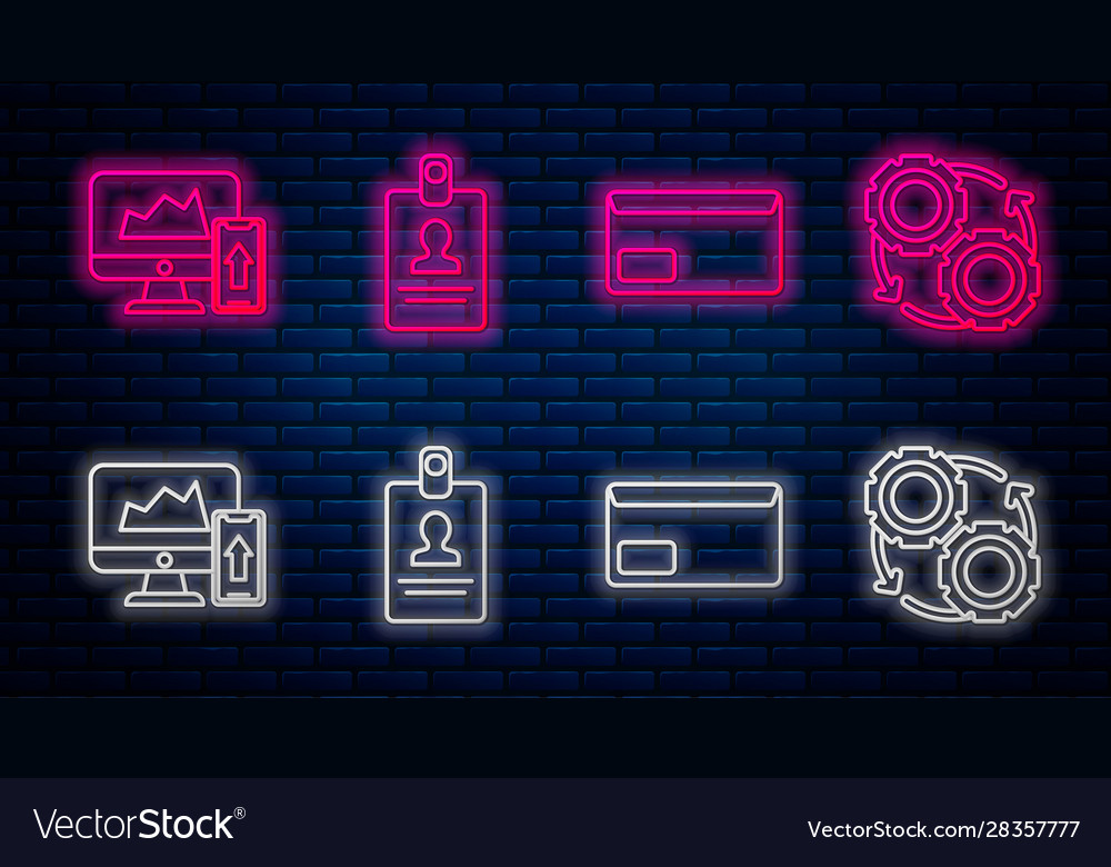 Set line identification badge envelope financial Vector Image