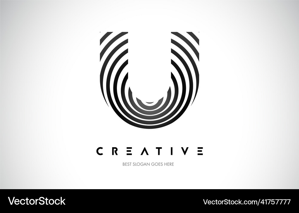 U lines warp logo design letter icon made Vector Image