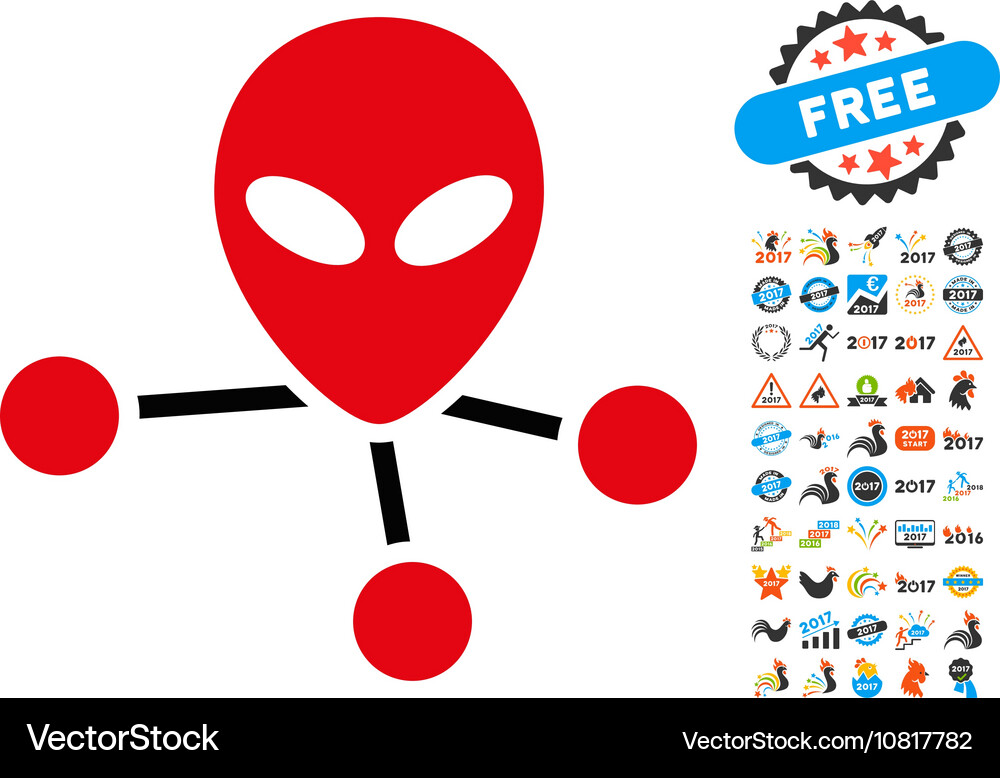 Alien connections icon with 2017 year bonus Vector Image