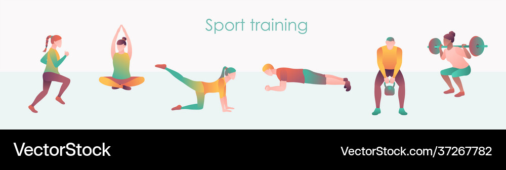 Athlete and fitness training web page template Vector Image