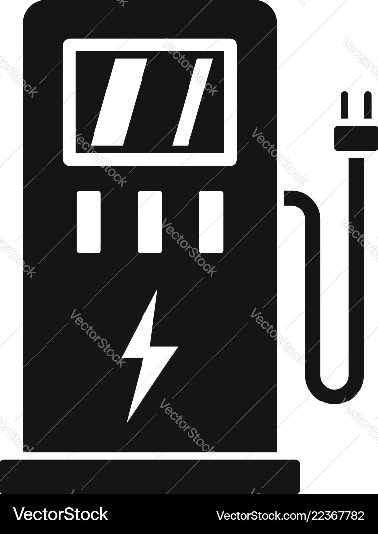 Electric car station icon simple style Royalty Free Vector