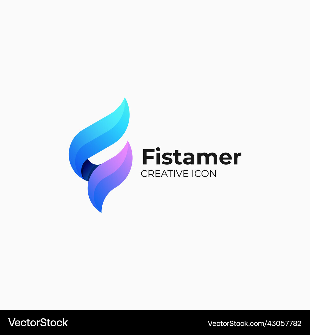 Logo letter f gradient colorful style Royalty Free Vector
