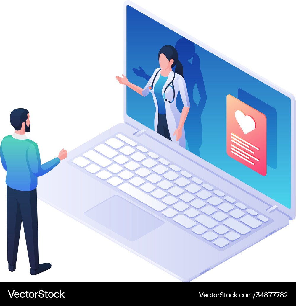 Medical advice online isometric Royalty Free Vector Image