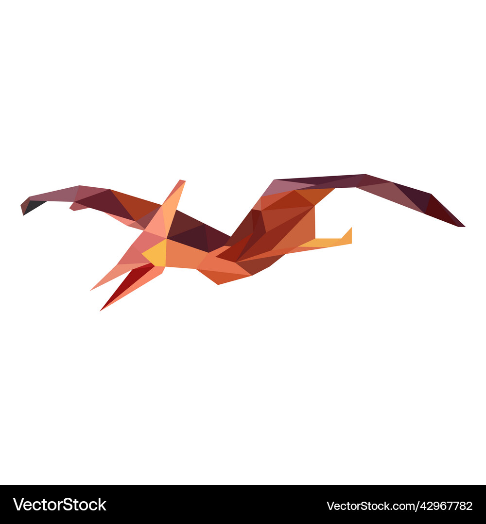 Polygonal flying dinosaur colored Royalty Free Vector Image