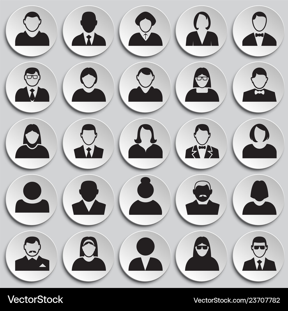 Profile icons set on plates background for graphic