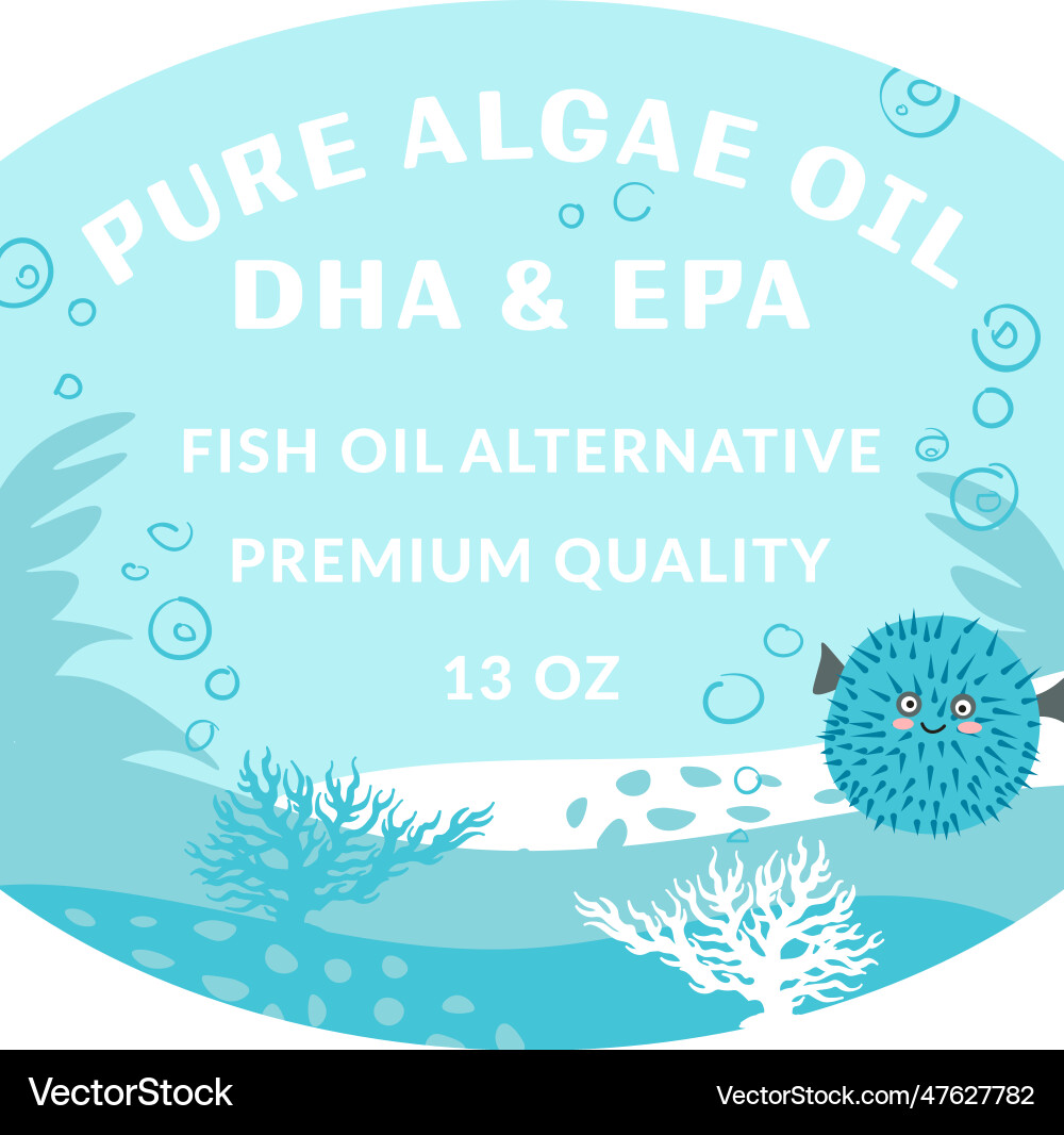 Pure algae oil dha and epa fish alternatives Vector Image