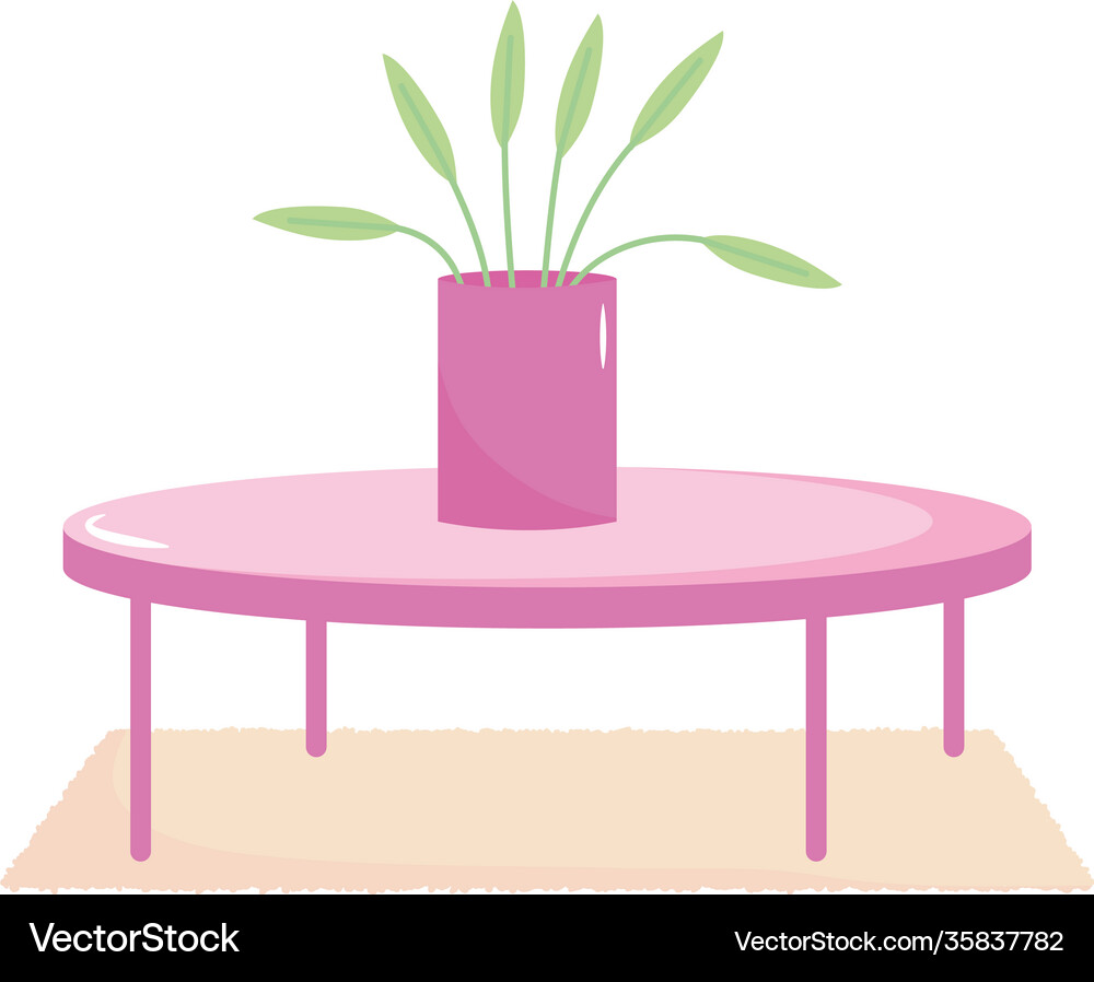 Round table with potted plant decoration interior Vector Image