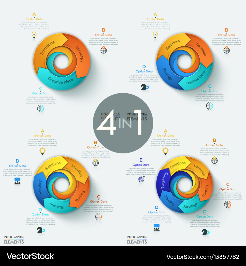 Set of 4 modern circular infographic design Vector Image