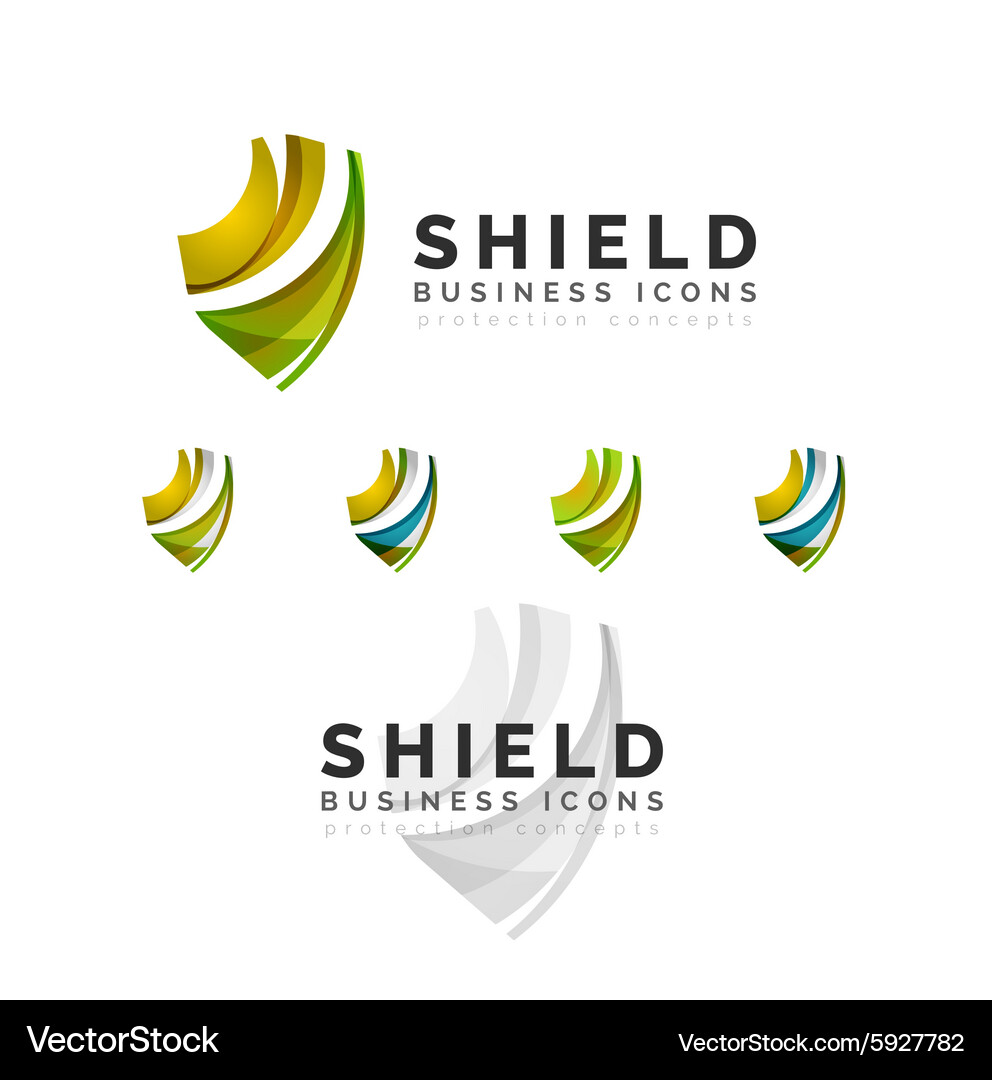 Set of protection shield logo concepts Royalty Free Vector