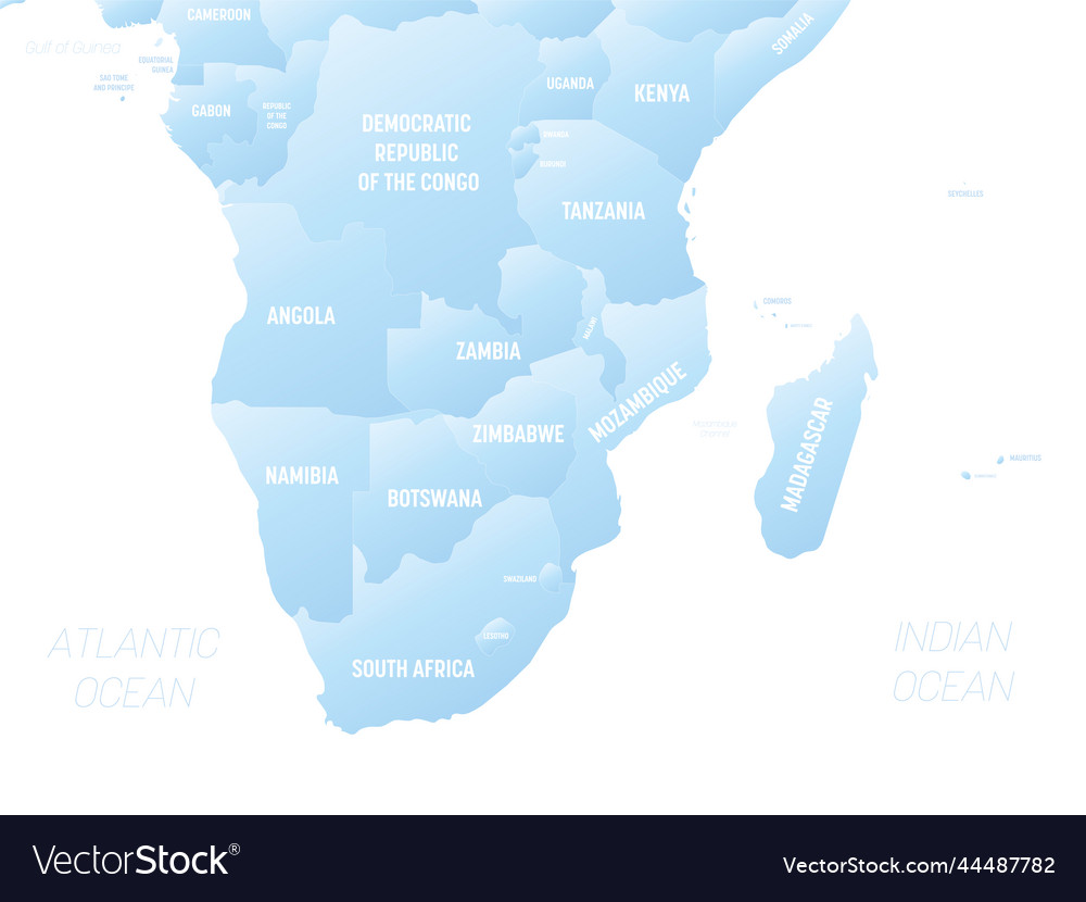 Southern africa detailed political map with lables