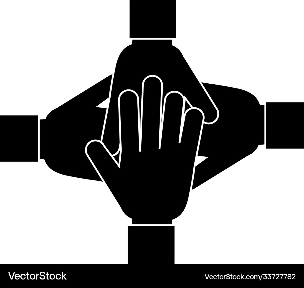 Together hands support teamwork society pictograph