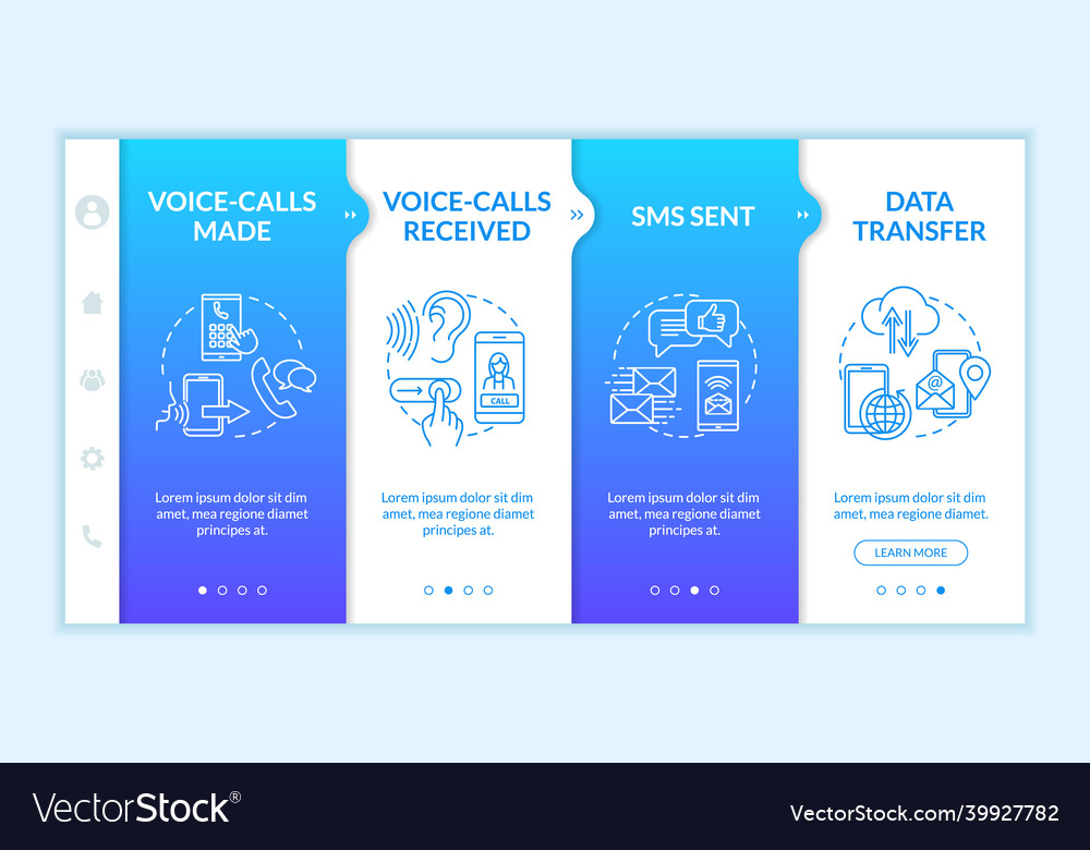 Voice Calls And Data Transfer Onboarding Template Vector Image