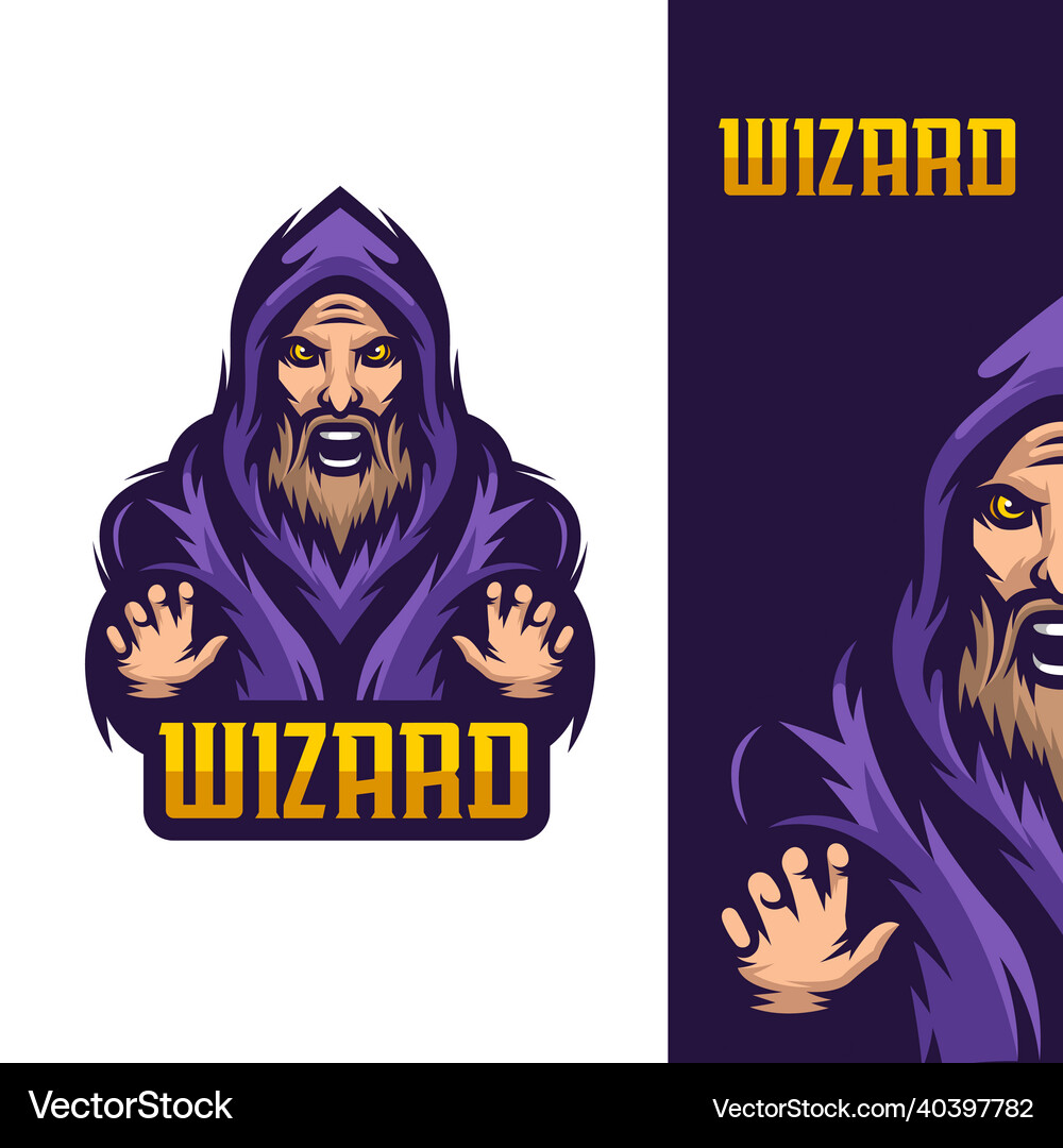 Wizard gaming esports mascot logo Royalty Free Vector Image
