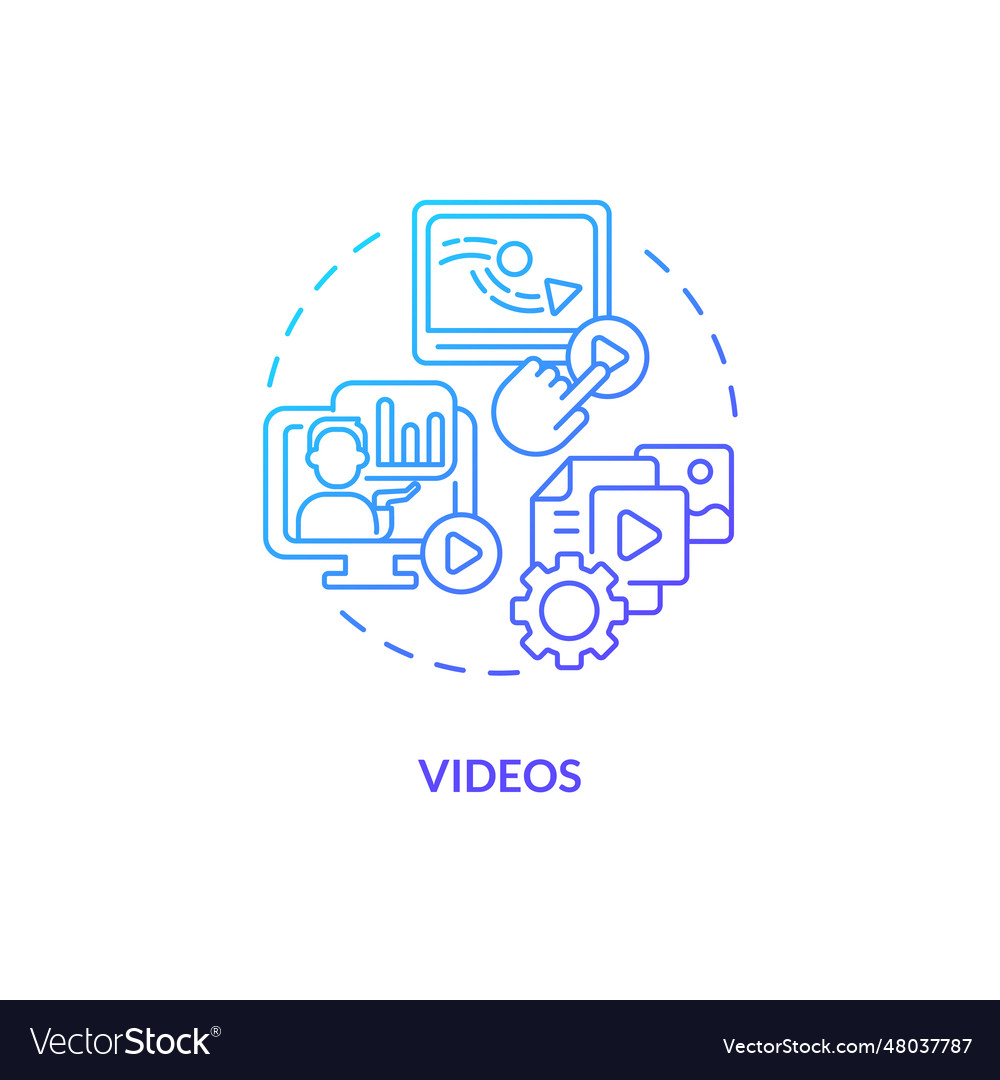 2d gradient videos linear icon concept Royalty Free Vector