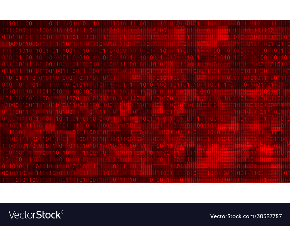Abstract Red Background With Binary Code Malware Vector Image