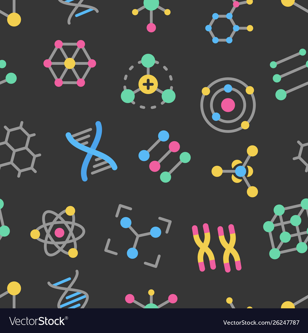 Atoms molecules dna chromosomes colorful Vector Image