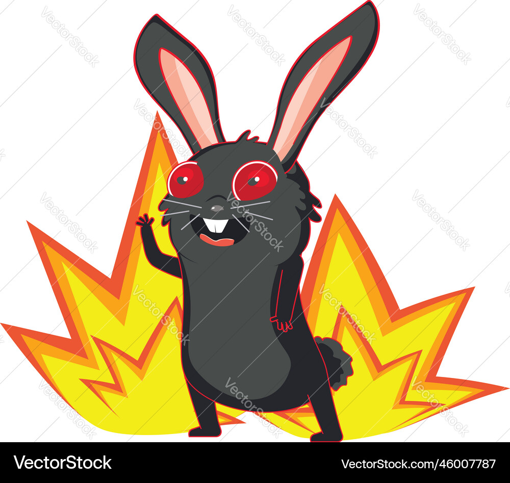 Black bunny and fire Royalty Free Vector Image