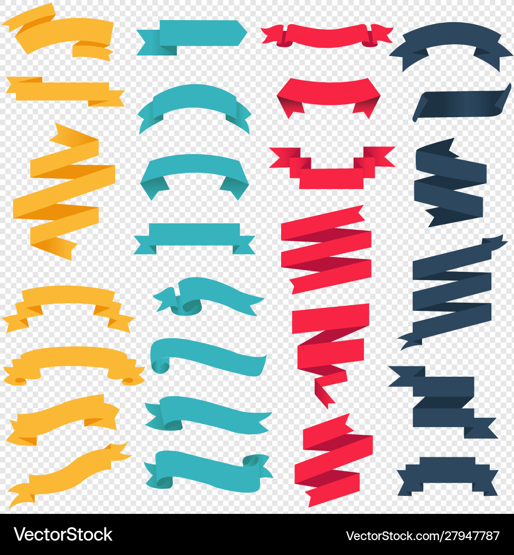 Colorful web ribbon big set transparent background