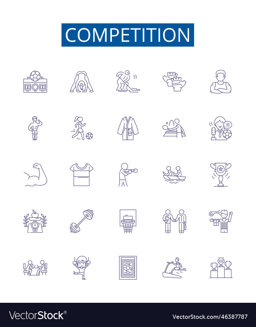 Competition line icons signs set design Royalty Free Vector