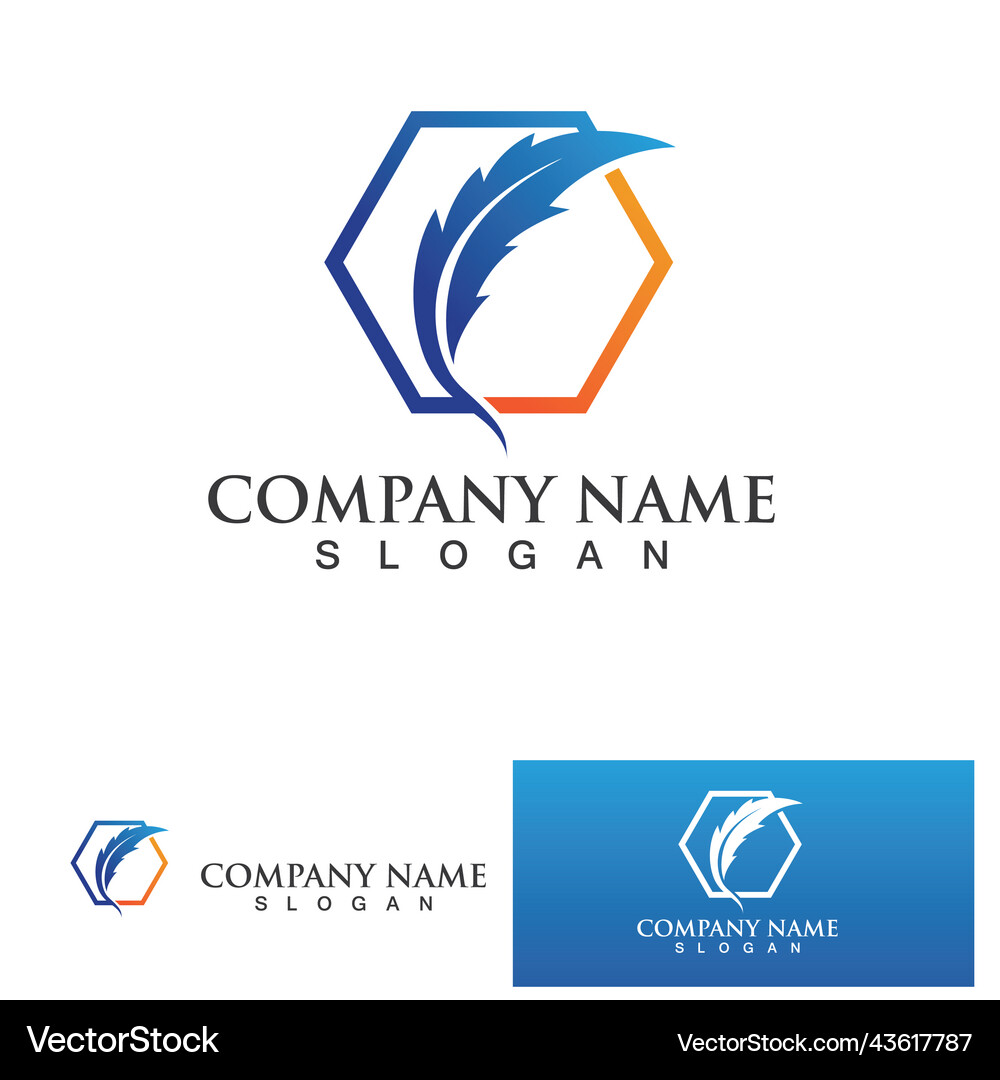 Feather pen write sign logo template app icons Vector Image