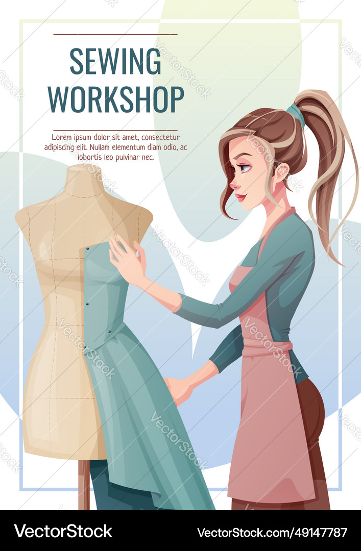 Flyer design with seamstress banner poster Vector Image