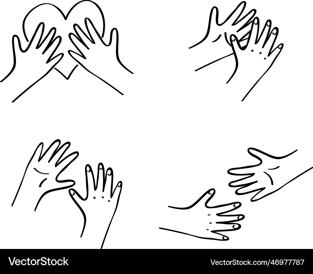 Kids hands interans set holding heart reaching Vector Image