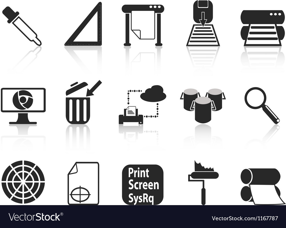 Print icons set Royalty Free Vector Image - VectorStock