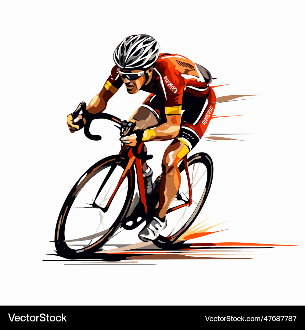 Road cyclist hand-drawn cyclist doodle style Vector Image