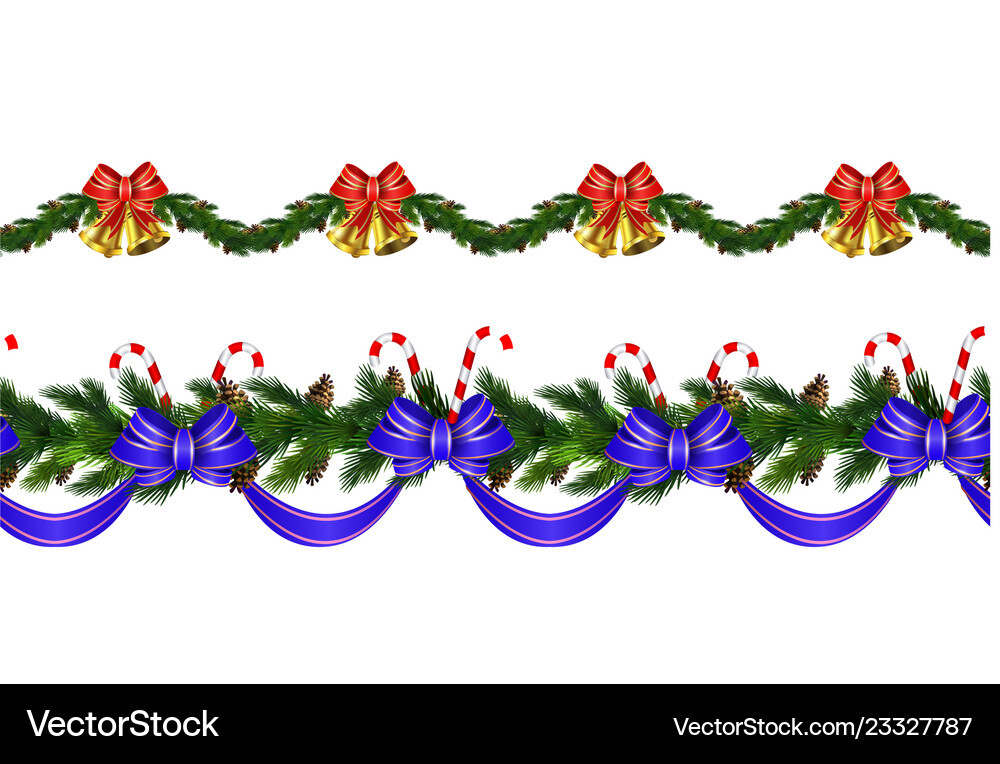 Set n seamless christmas borders Royalty Free Vector Image