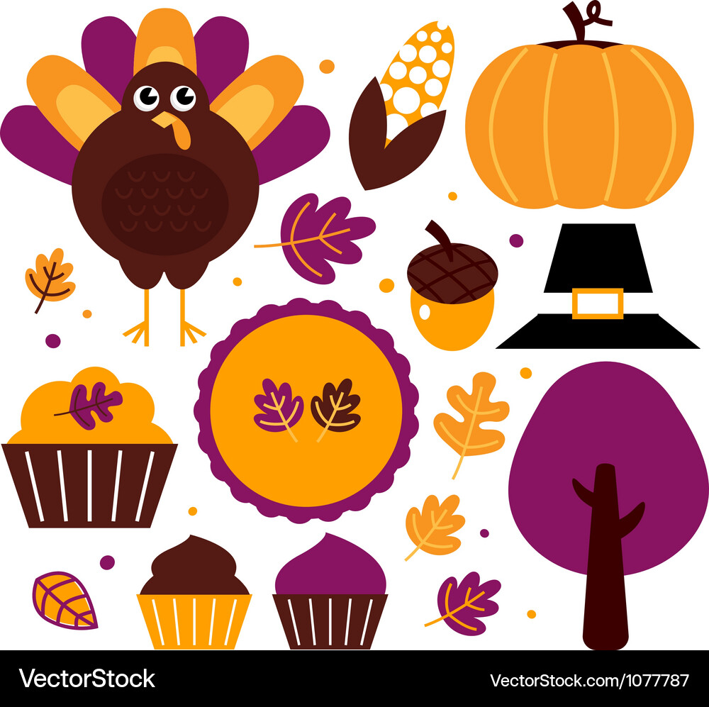 Thanksgiving design elements Royalty Free Vector Image