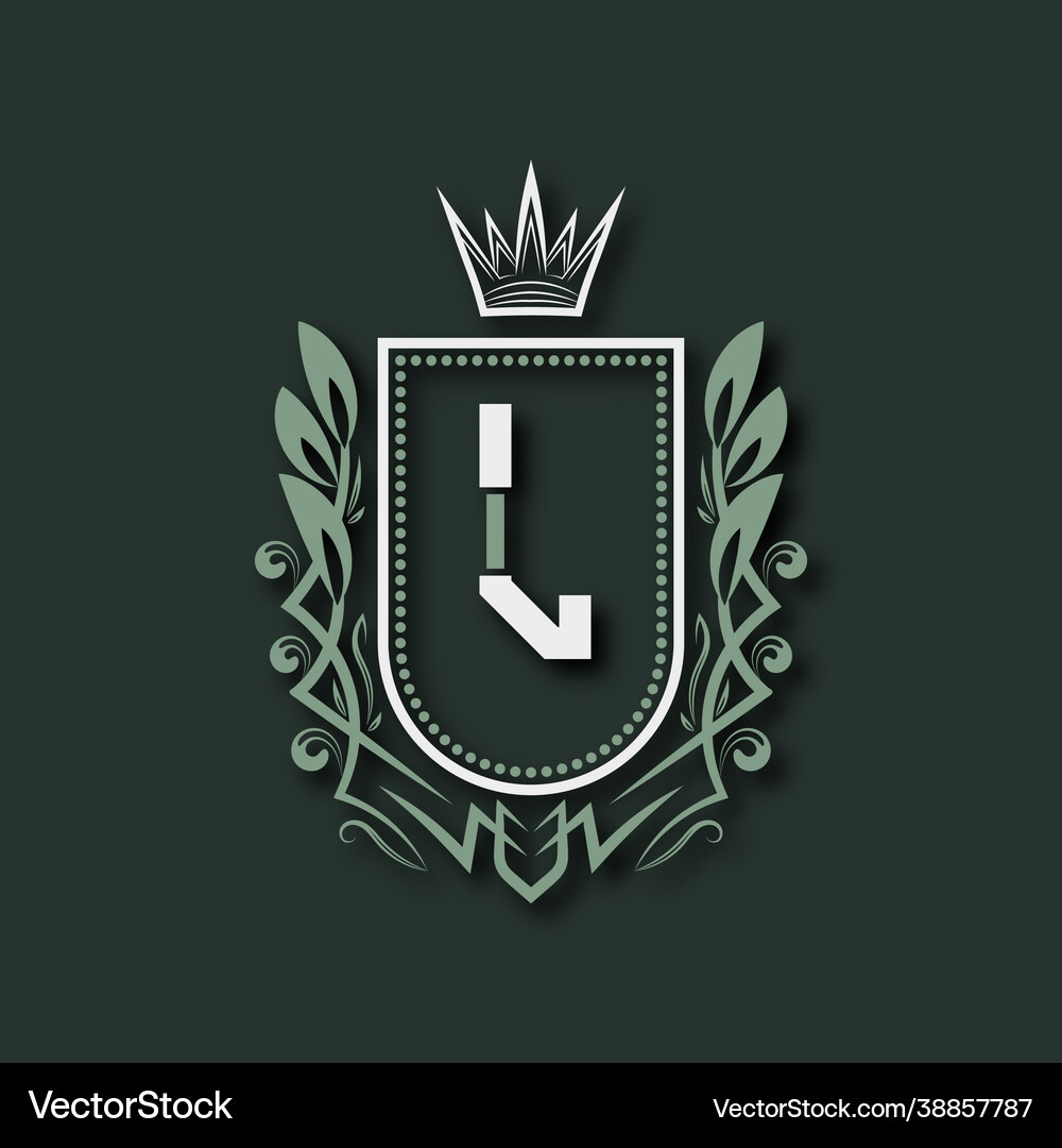 Vintage premium monogram letter l heraldic Vector Image