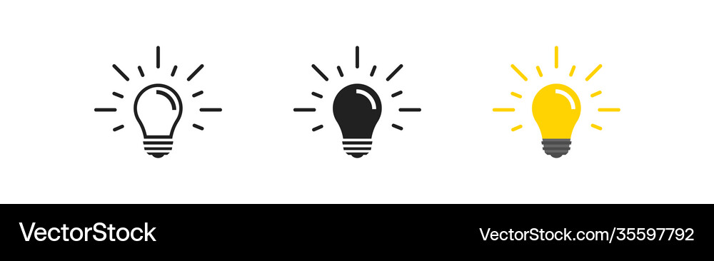 Bulb lamp set icon idea sign symbol isolated Vector Image