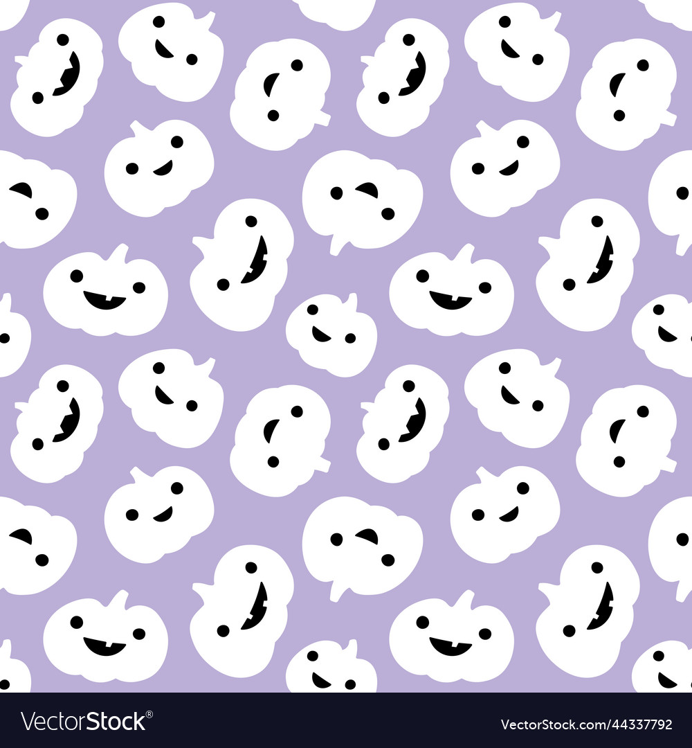 Light purple halloween smiling pumpkin faces Vector Image