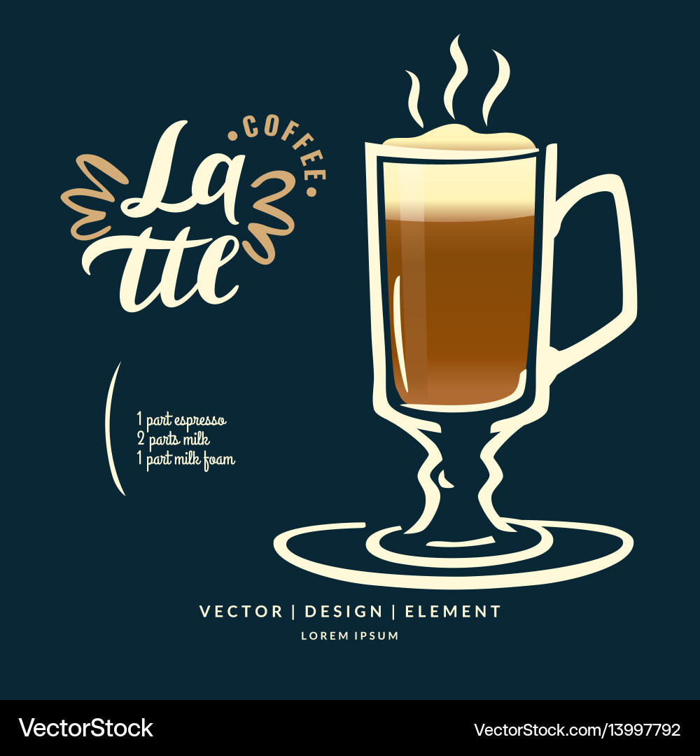 Modern hand drawn lettering label for coffee drink