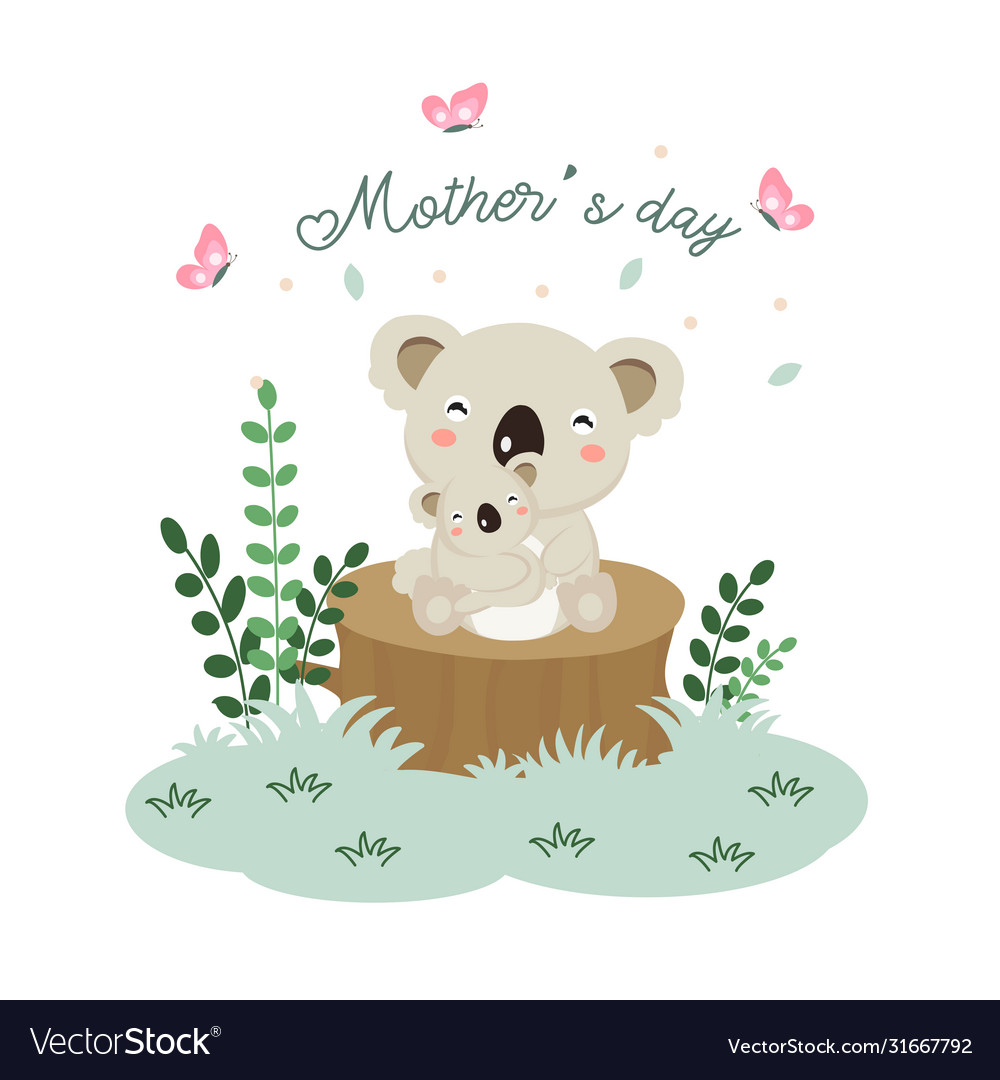 Mother koala hugging her baby Royalty Free Vector Image