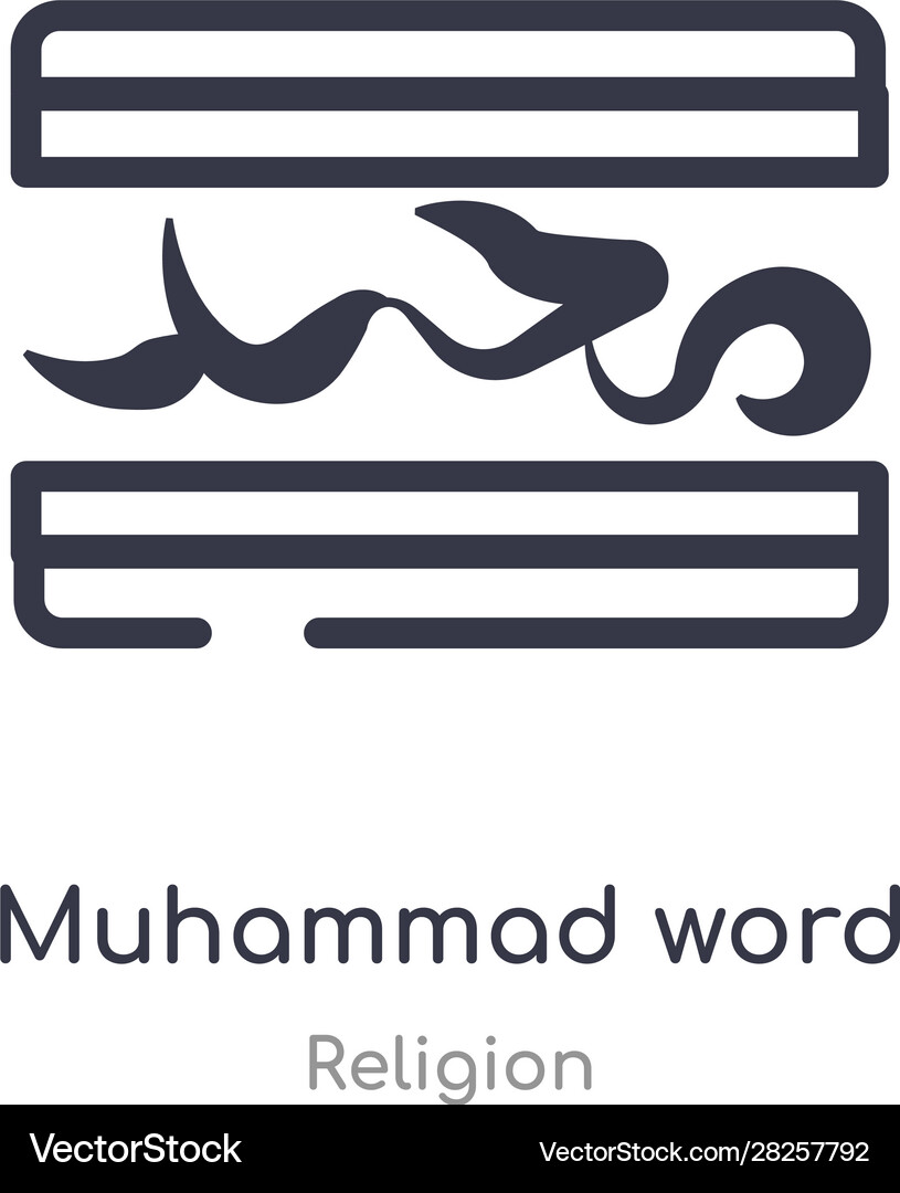 Muhammad word outline icon isolated line from Vector Image