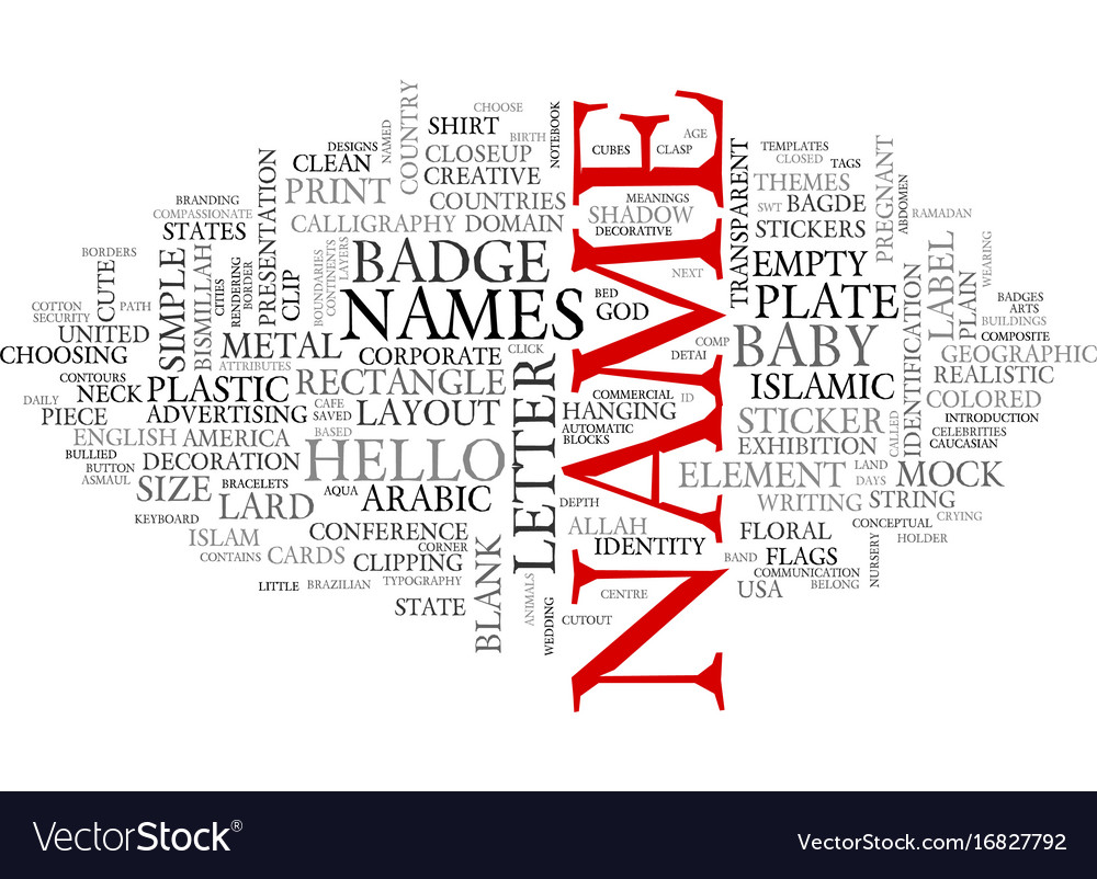 Name word cloud concept Royalty Free Vector Image