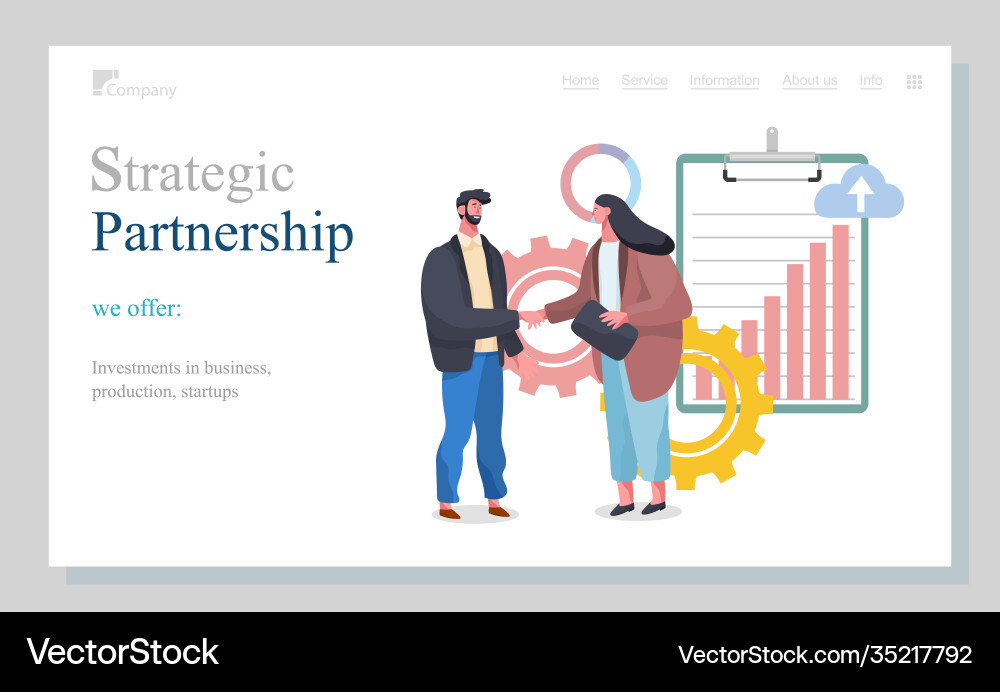 Strategic partnership businessman characters Vector Image