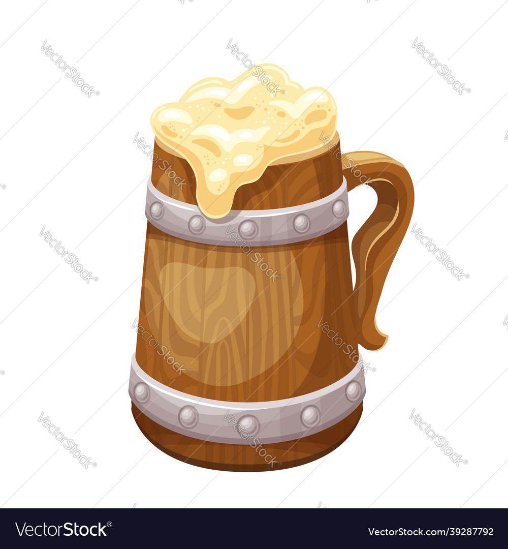 Wooden beer mug Royalty Free Vector Image - VectorStock Wooden beer mug Royalty Free Vector Image - VectorStock