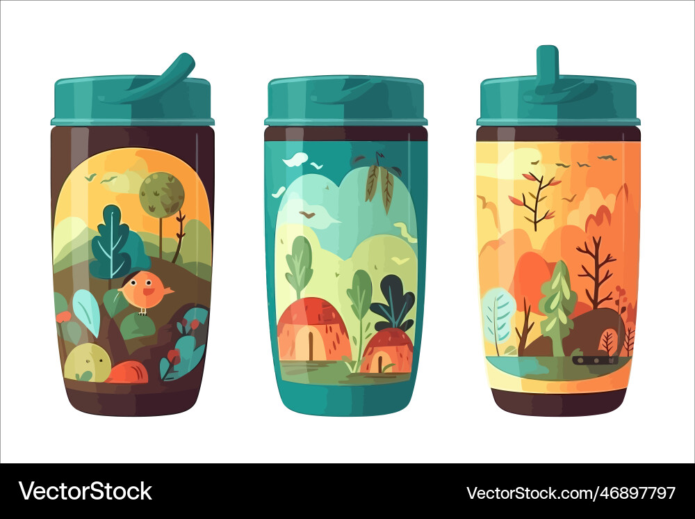 Cartoon thermo mug isolated on background Vector Image