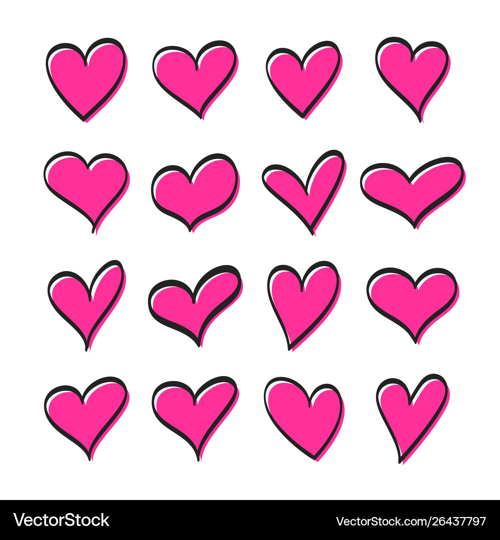 Cute pink hearts for decoration Royalty Free Vector Image