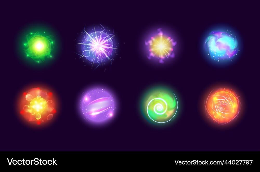 Glow energy balls 3d electrical ball burst effect Vector Image