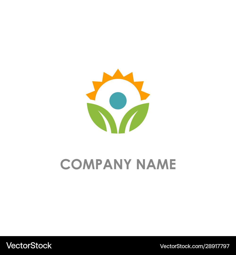 Leaf organic sun shine nature logo Royalty Free Vector Image
