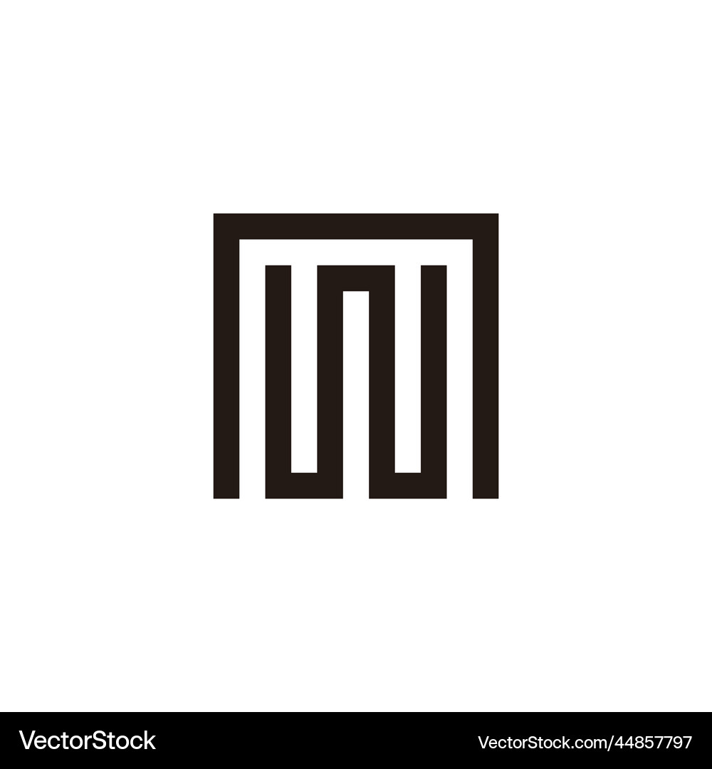Letter n and w square curve geometric symbol Vector Image