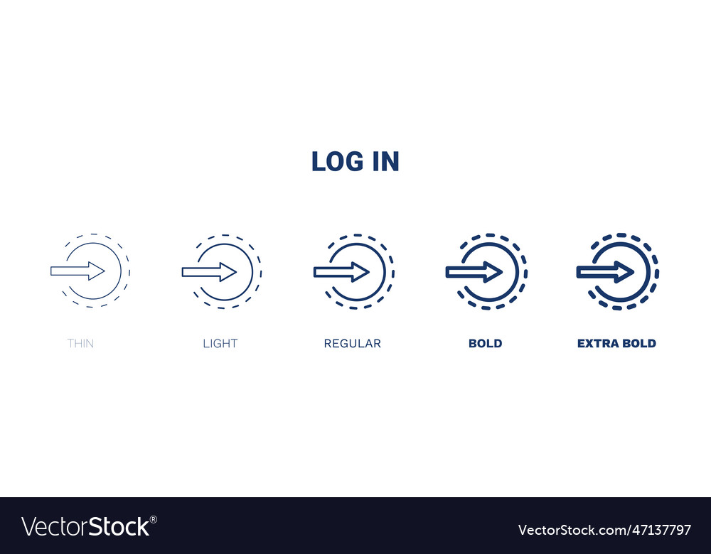 Log in icon thin light regular bold black Vector Image