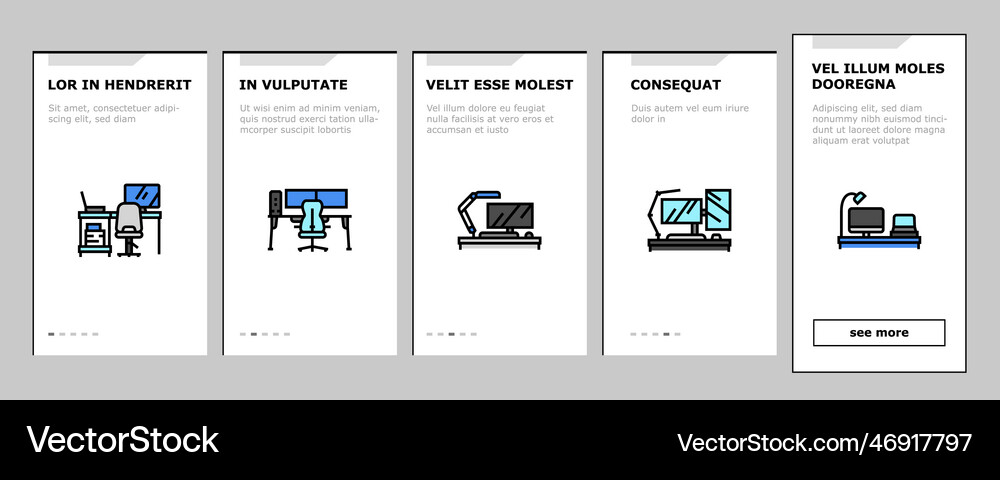 Office gadget computer business onboarding icons Vector Image