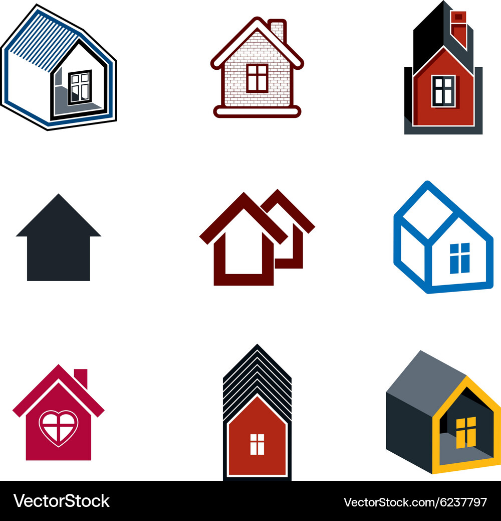 Simple cottages collection real estate Royalty Free Vector