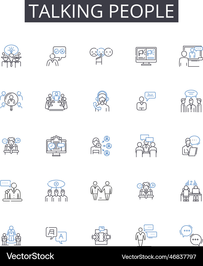 Talking people line icons collection discrepancy Vector Image