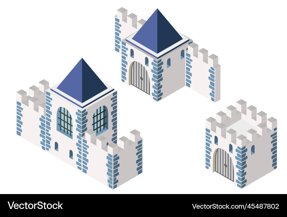 An isometric element of ancient fortress Vector Image