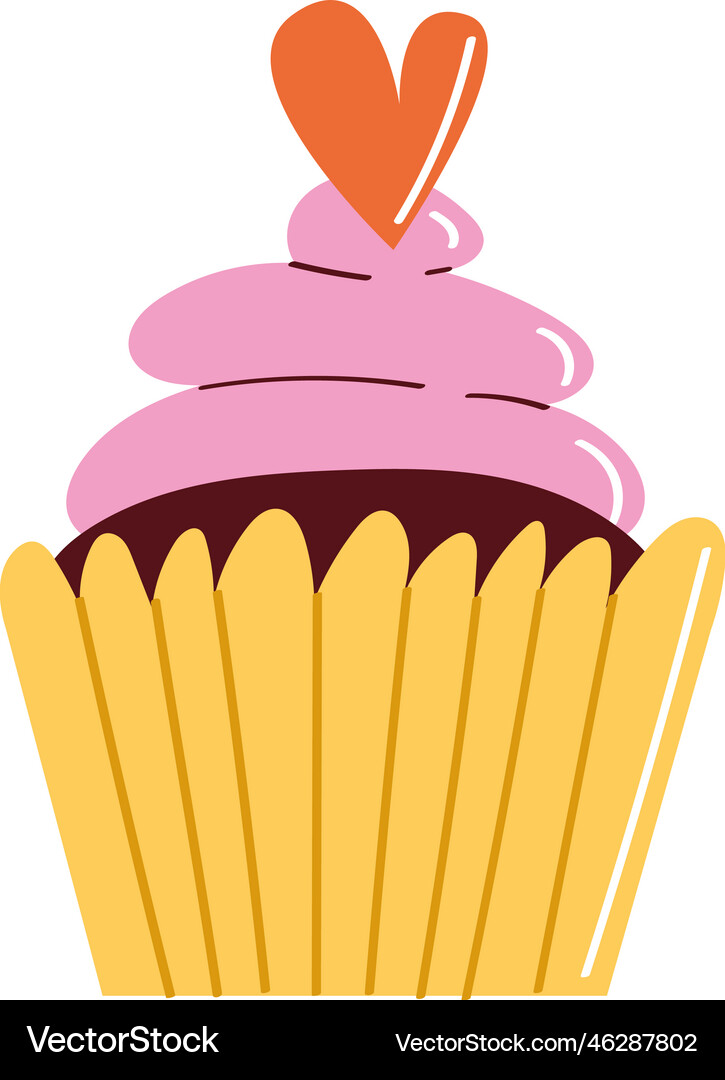 Cupcake with heart love Royalty Free Vector Image